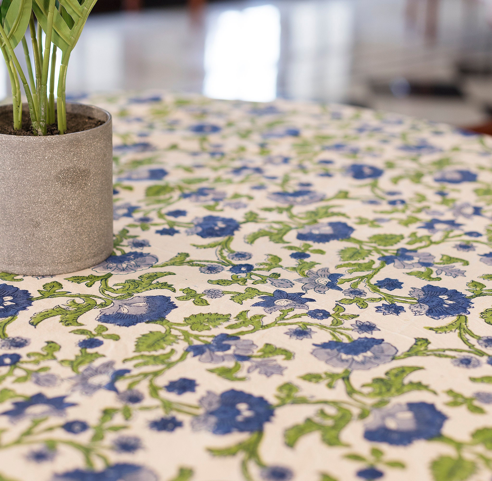 Blue Floral Round Tablecloth Indian Block Print Round Table - Etsy