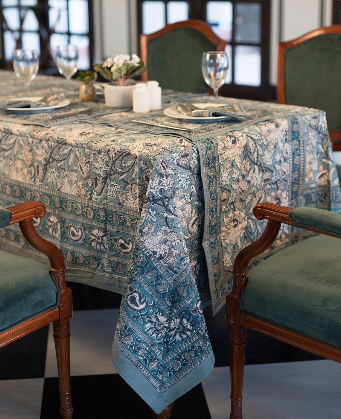 Indian Block Print Tablecloth Floral Cotton Table Cover - Etsy