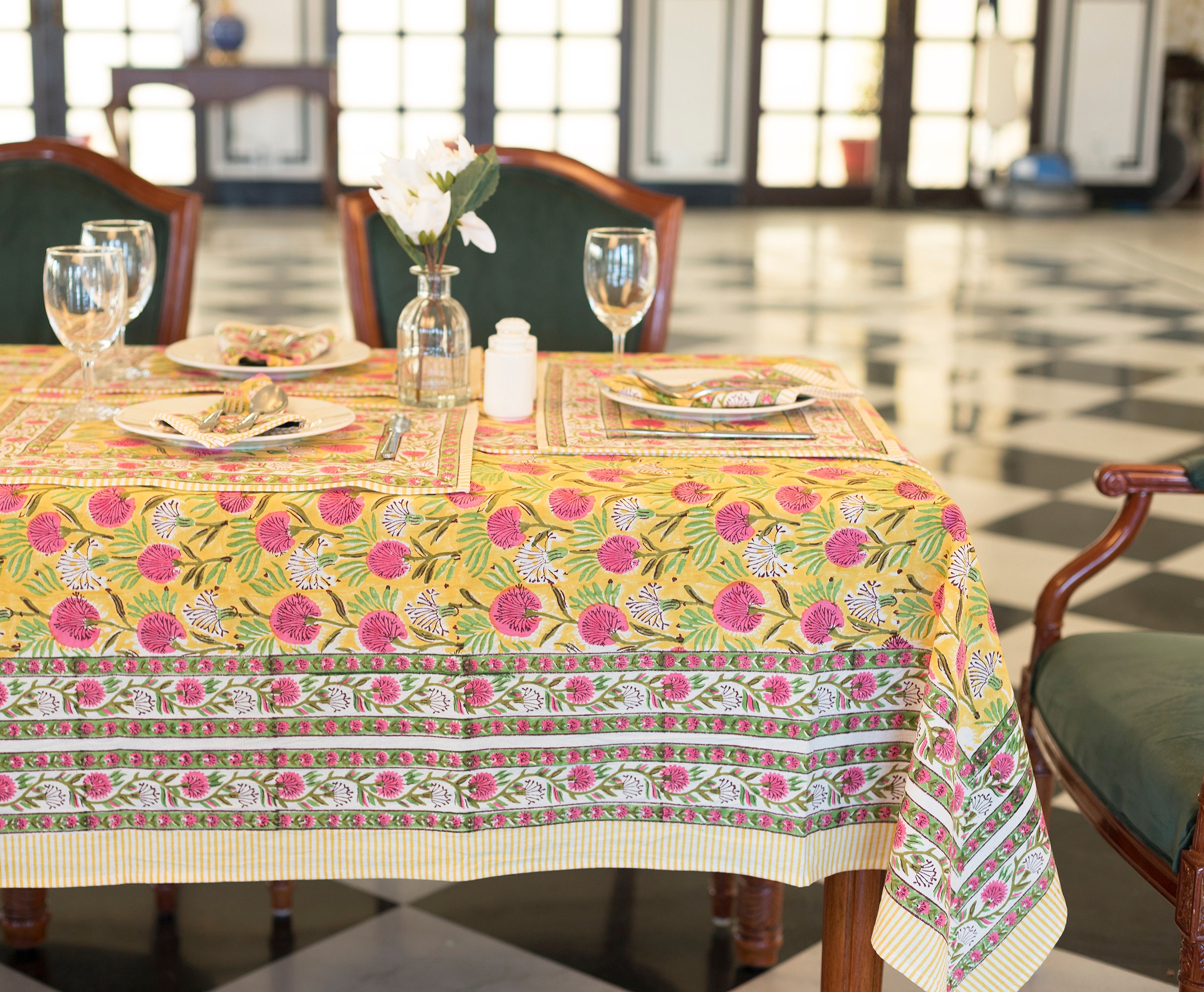 Floral Cotton Tablecloth indian Block Printed Table Cloth - Etsy