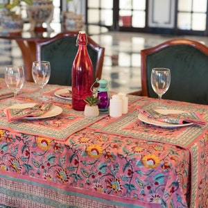 Buy Indian Block Print Tablecloth, Floral Cotton Table Cover, Table ...