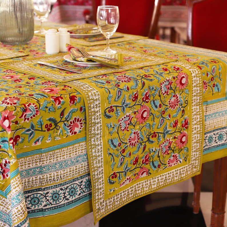 Block Print Tablecloth Garden Tablecloth Indian Table - Etsy