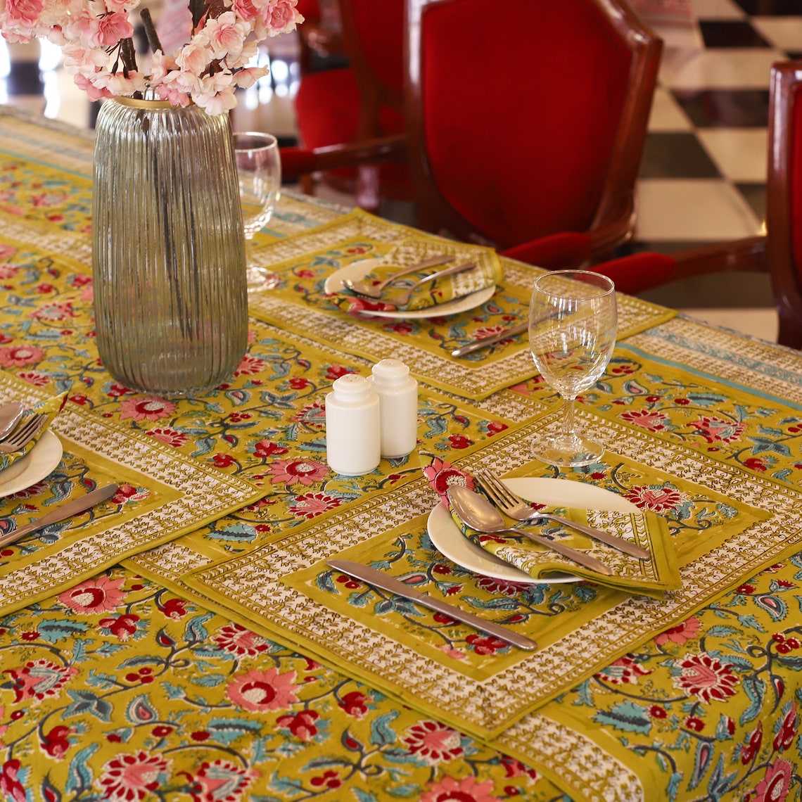 Block Print Tablecloth Garden Tablecloth Indian Table - Etsy
