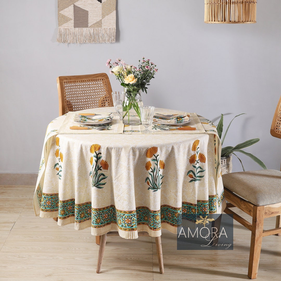 Indian Round Tablecloth -vintage Mughal Floral Design, Christmas ...