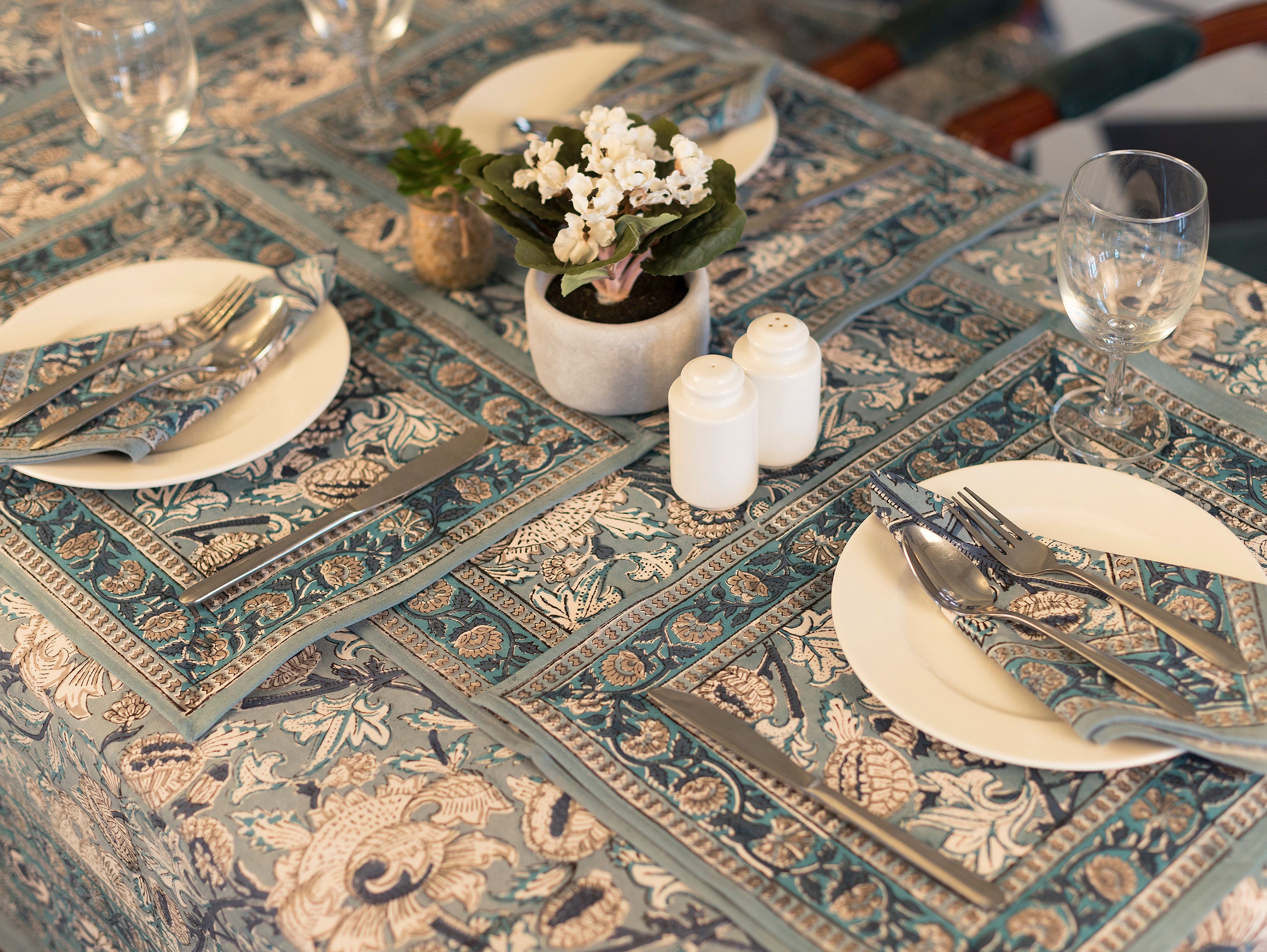 Indian Block Print Tablecloth Floral Cotton Table Cover - Etsy