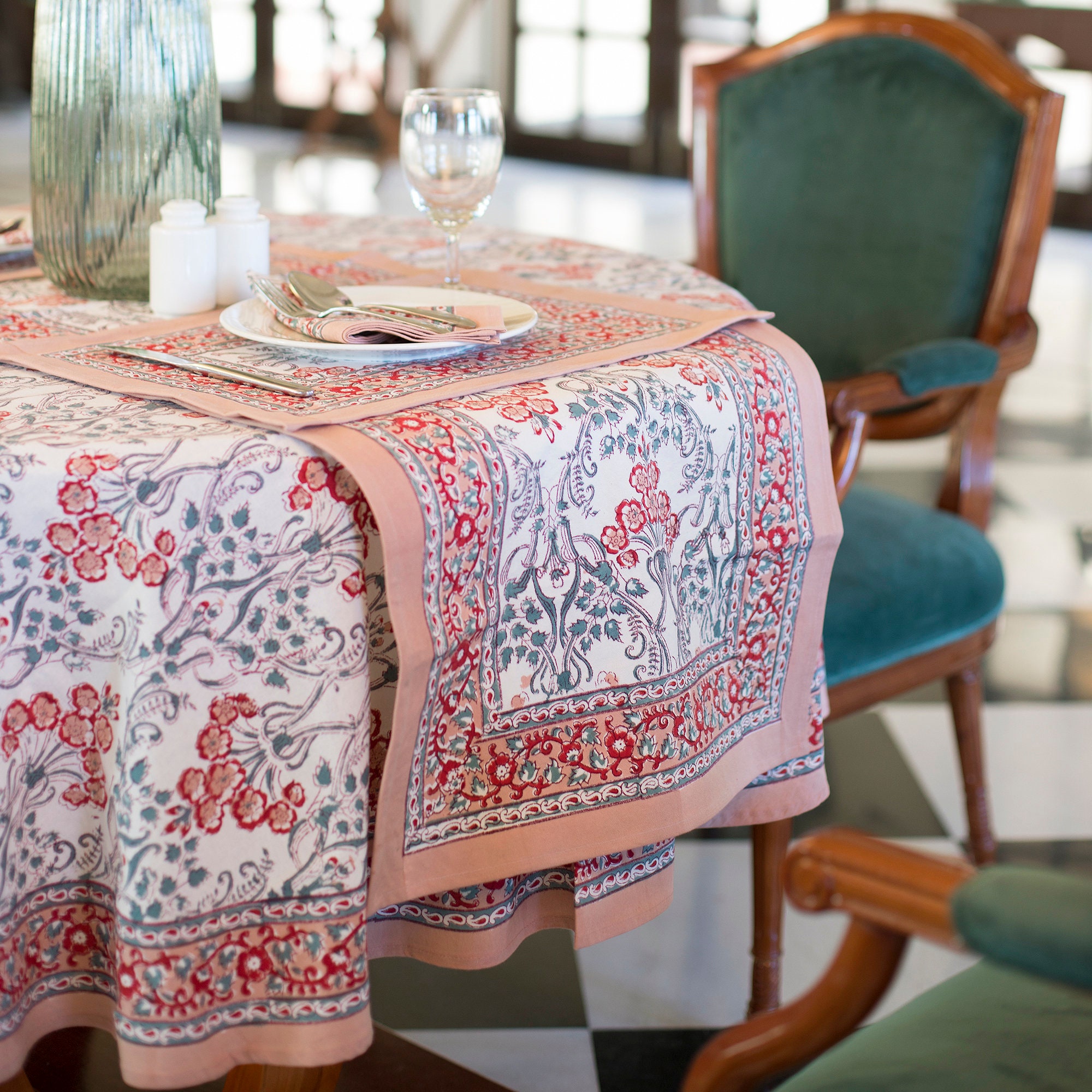 Floral Round Tablecloth Indian Block Printed Round Table - Etsy