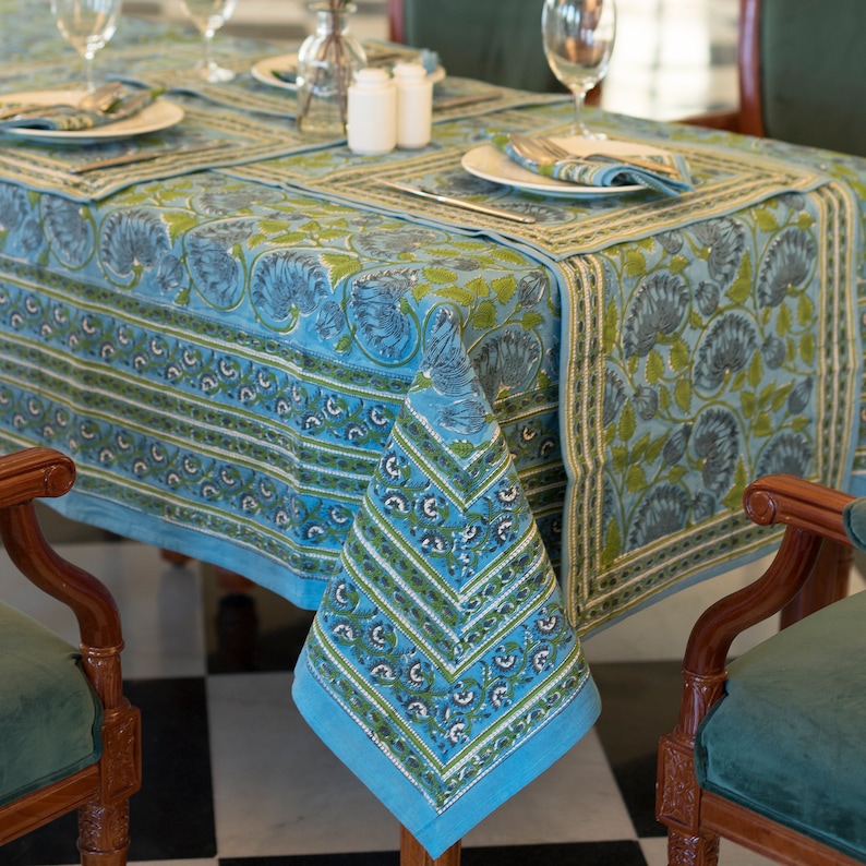 Cotton Table Cover Block Printed Table Cloth Boho Cotton - Etsy