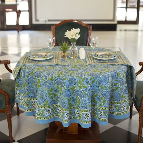 French Round Tablecloth Indian Block Printed Round - Etsy