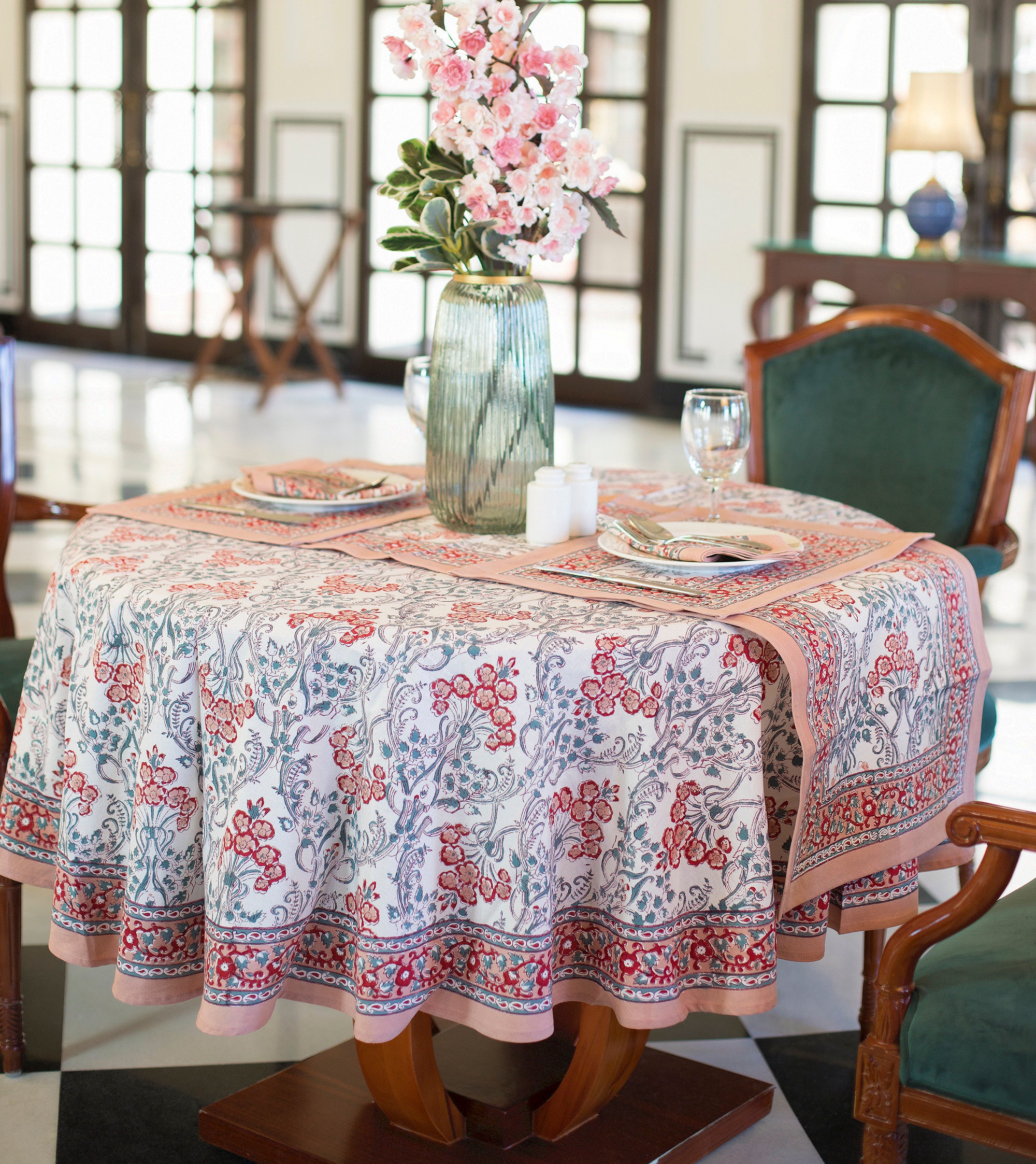 Floral Round Tablecloth Indian Block Printed Round Table - Etsy