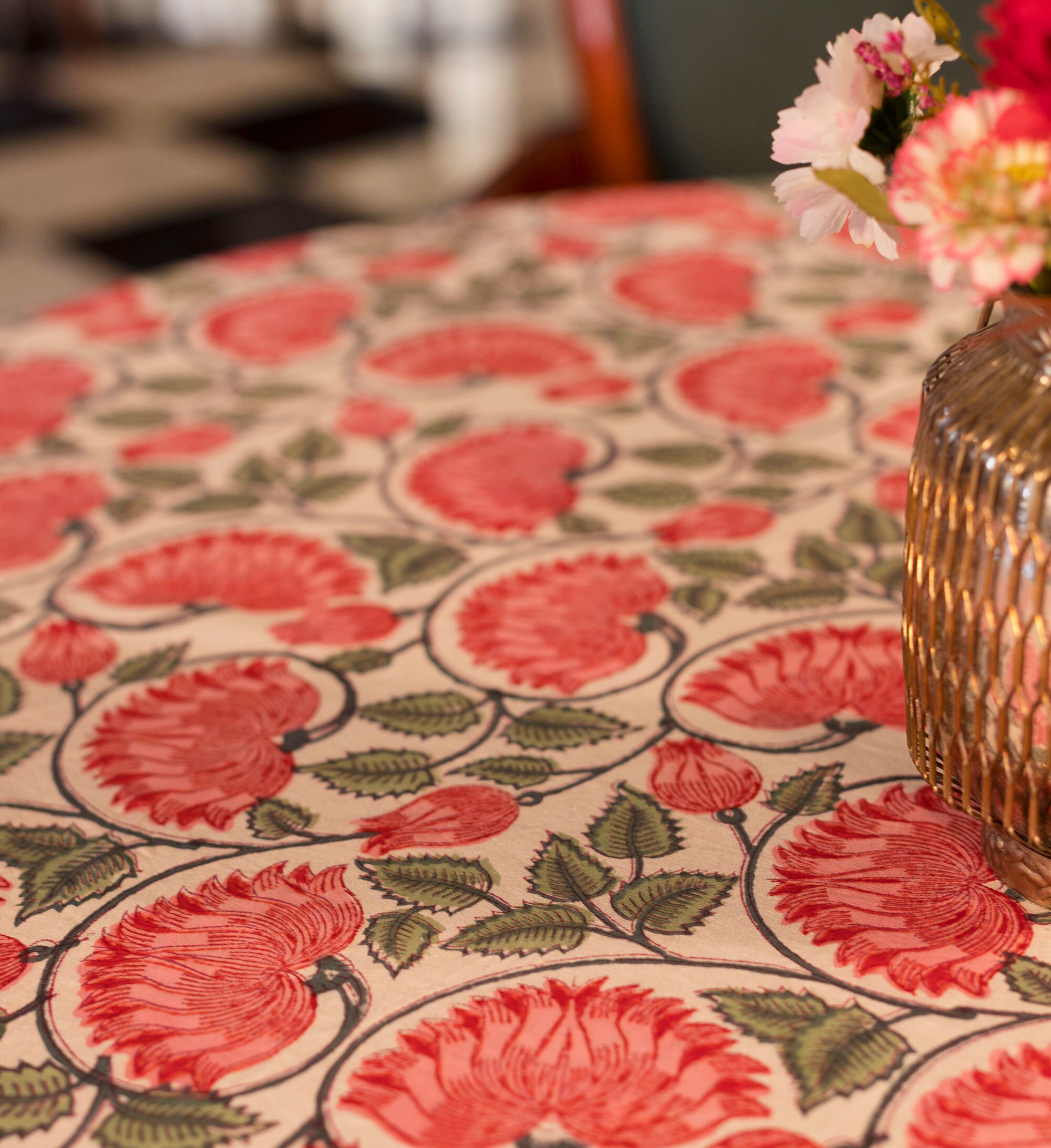 Mantel redondo floral cubierta de mesa redonda con estampado | Etsy