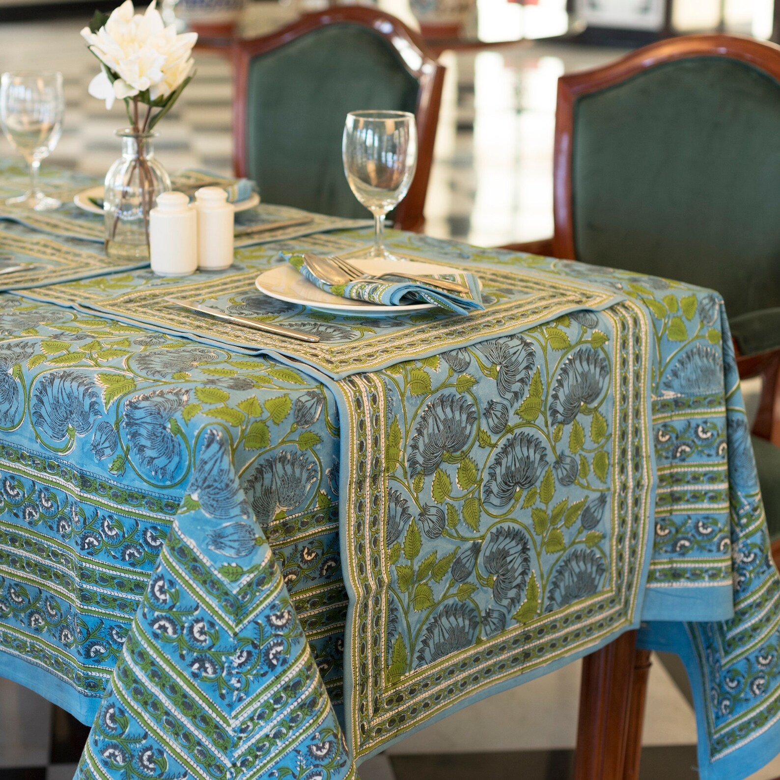 Cotton Table Cover Block Printed Table Cloth Boho Cotton - Etsy