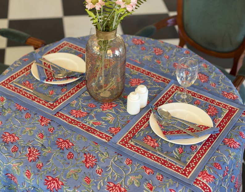 Floral Round Tablecloth Indian Block Printed Round Table - Etsy