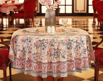 Floral Round Tablecloth Indian Block Print Round Table Cover - Etsy