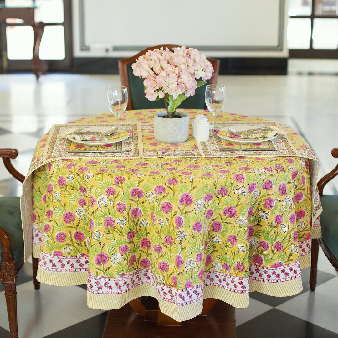Wedding Round Tablecloth Indian Block Printed Round - Etsy