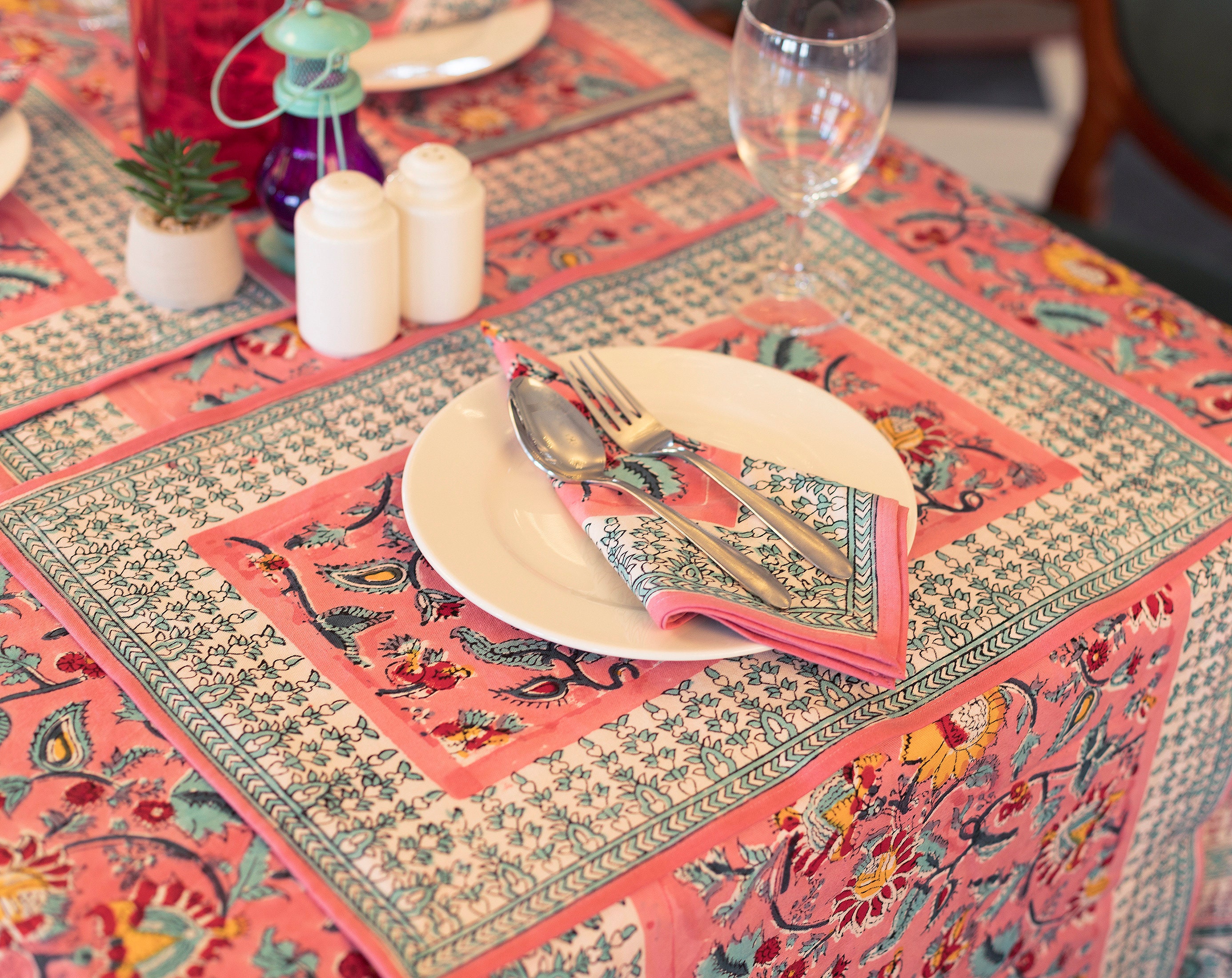 Indian Block Print Tablecloth Floral Cotton Table Cover - Etsy India