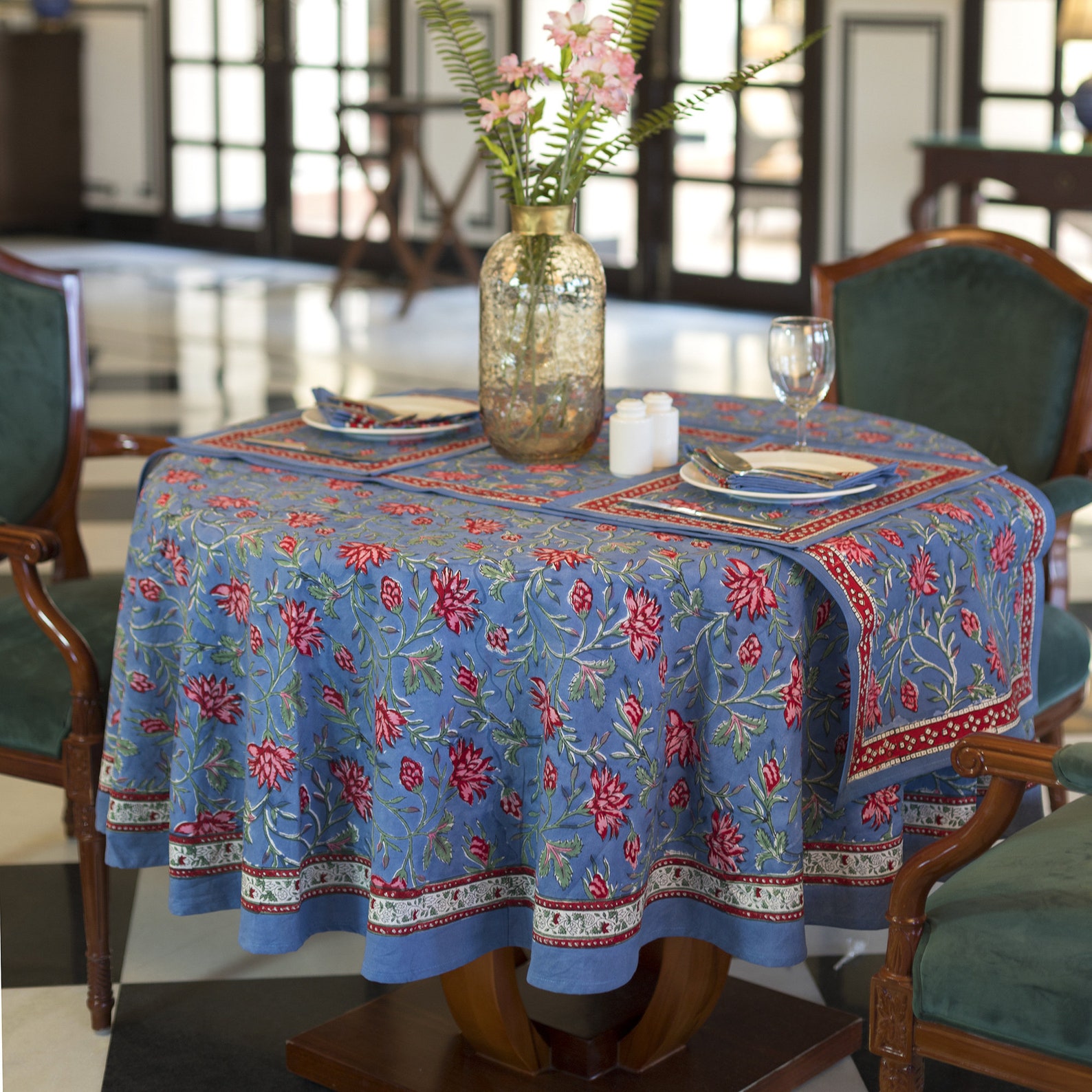 Floral Round Tablecloth Indian Block Printed Round Table - Etsy