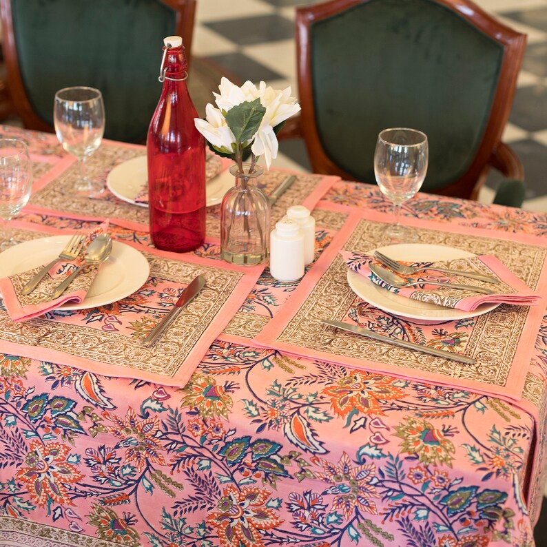 French Tablecloth Cover Block Printed Tablecloth Handmade | Etsy