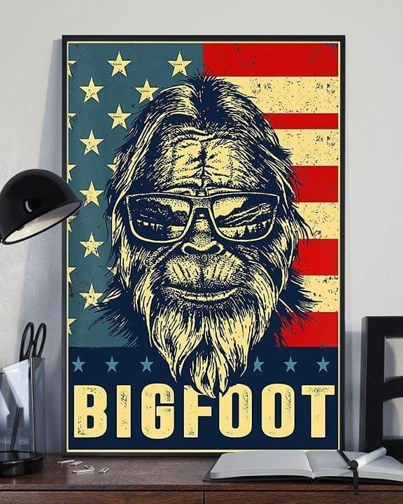 Bigfoot beard man us flag independence day for lovers poster | Etsy