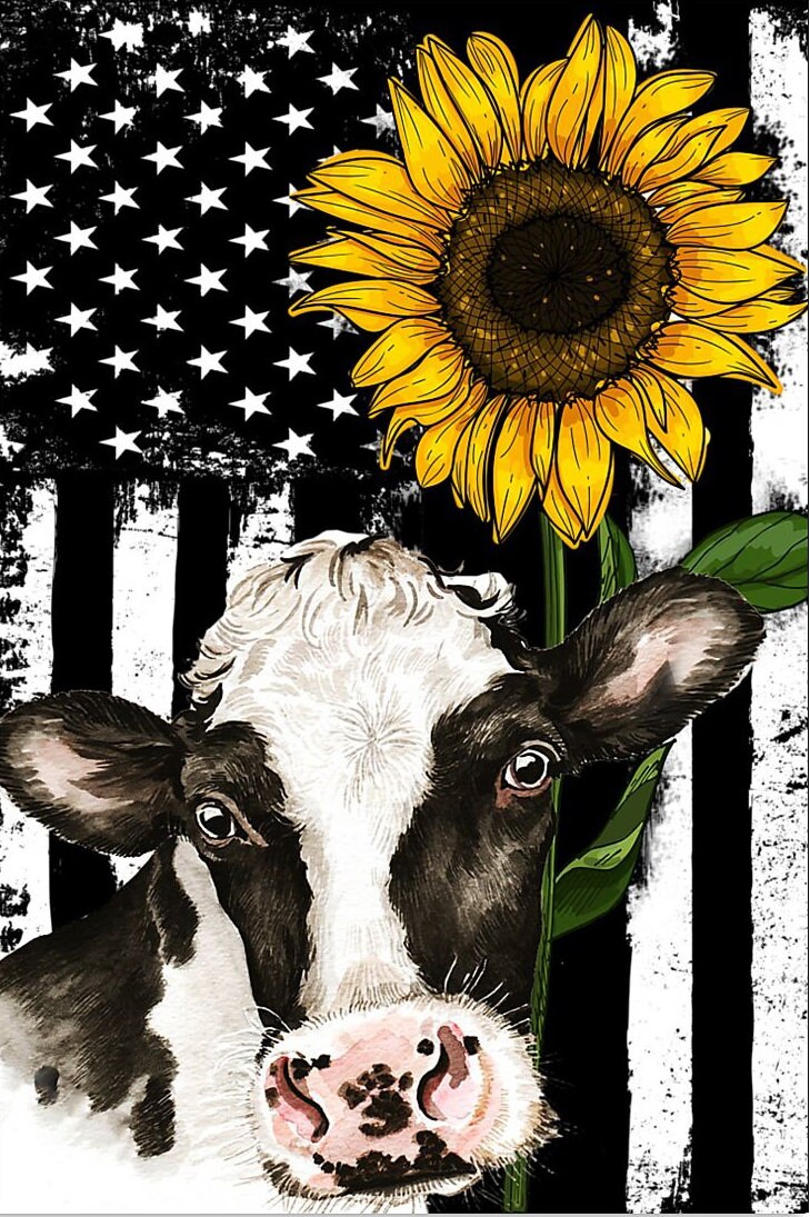 Cow Sunflower American Flag Poster Cow Sunflower Poster Cow - Etsy UK