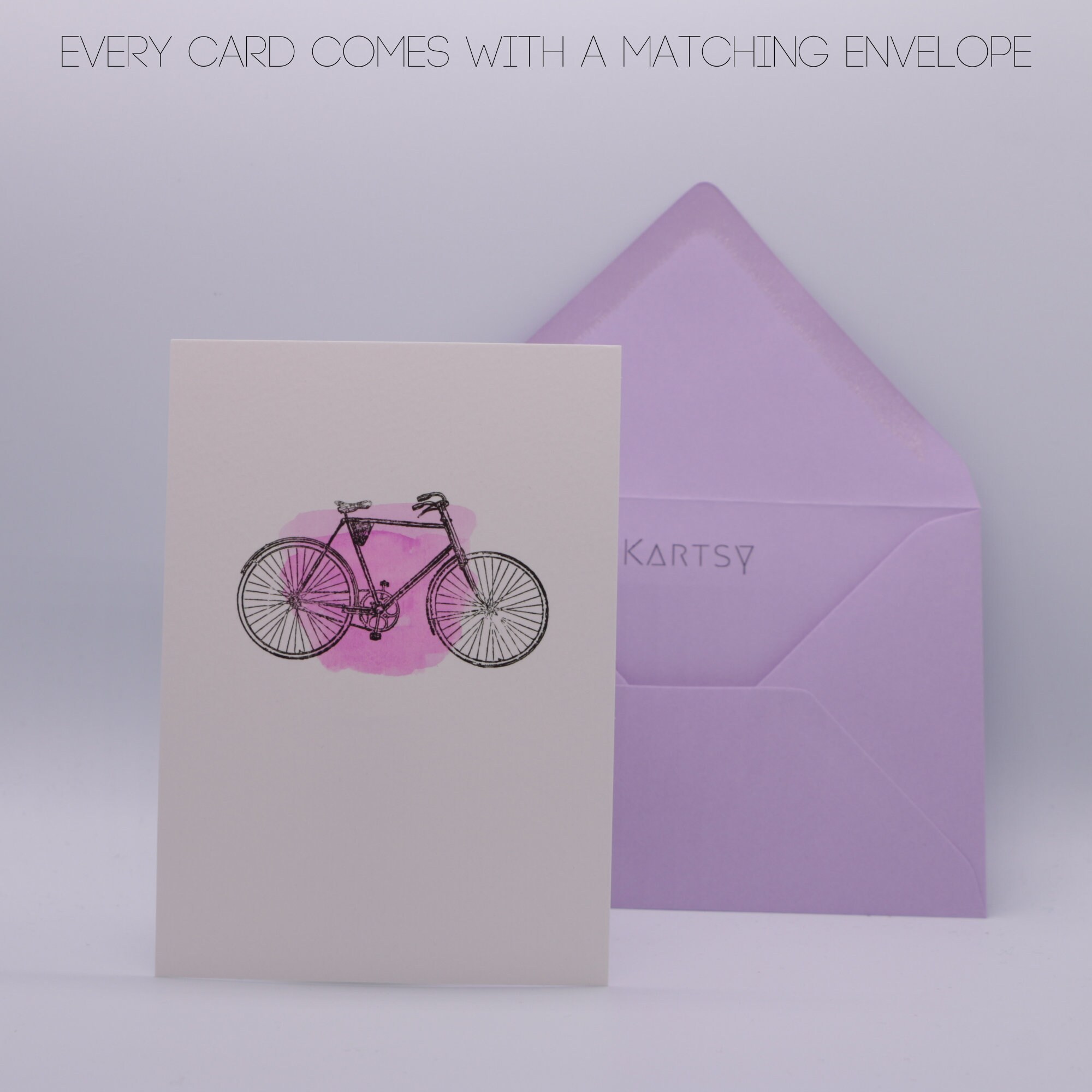Bicycle Handmade Blank Greeting Card, Cycling Themed Watercolor Art ...