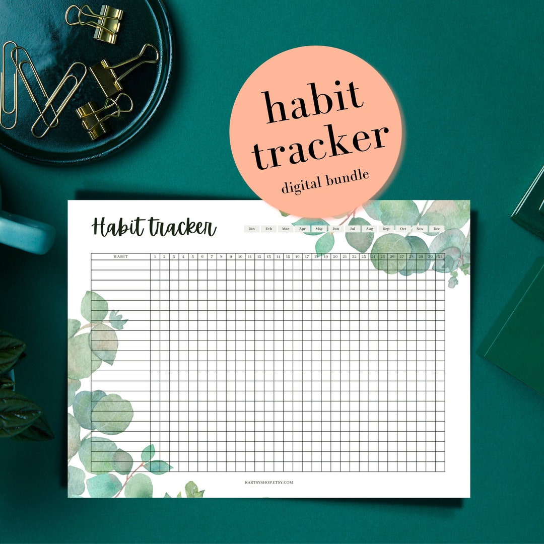 Printable Floral Habit Tracker Bundle of 3, Blank Habit Tracker, PDF ...