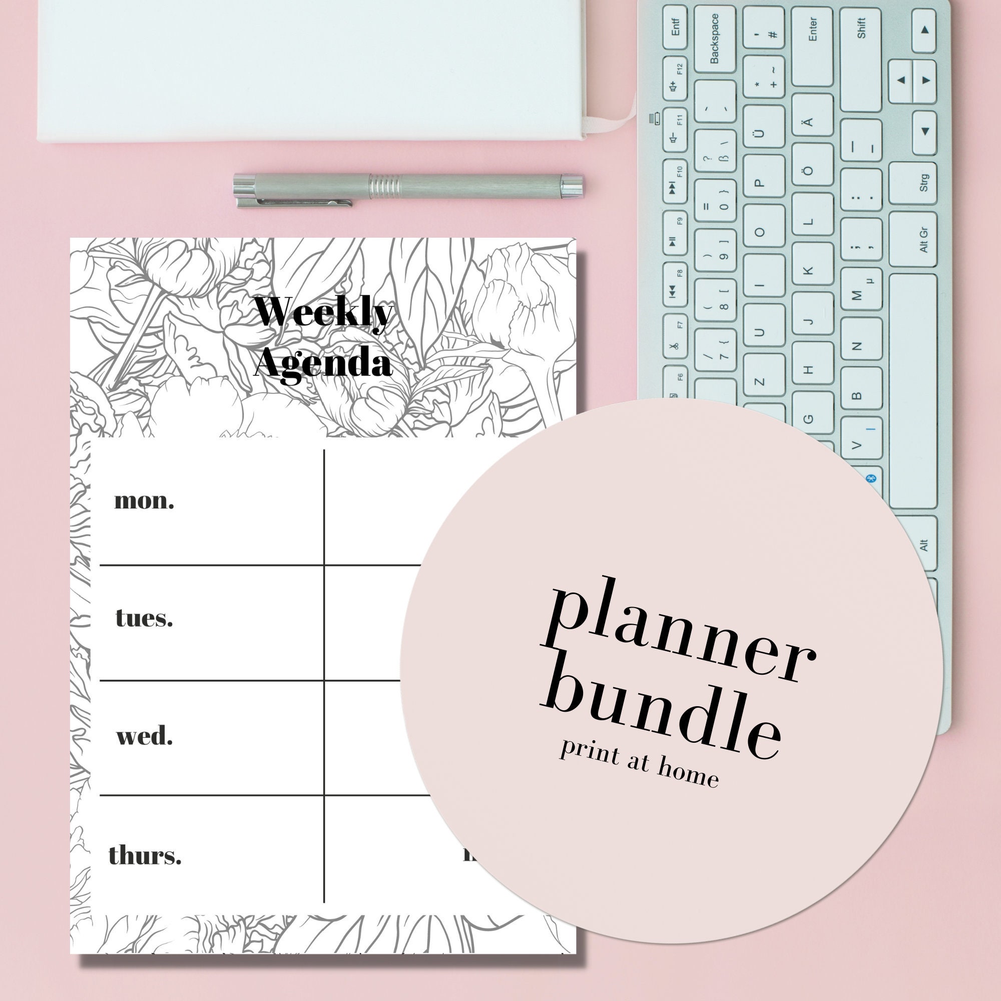 Printable Weekly Floral Planner Bundle of 5 Blank Weekly - Etsy