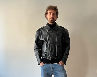 Outstanding Vintage Black John F Gee Leather Jacket, Size Outstanding Vintage Black John F Gee Leather Jacket, Size