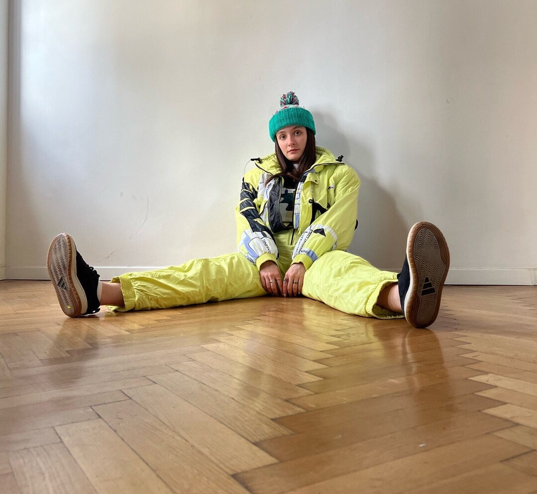 Vintage Lemon Ski Suit With Beautiful Black Contrasted Details, Size ...