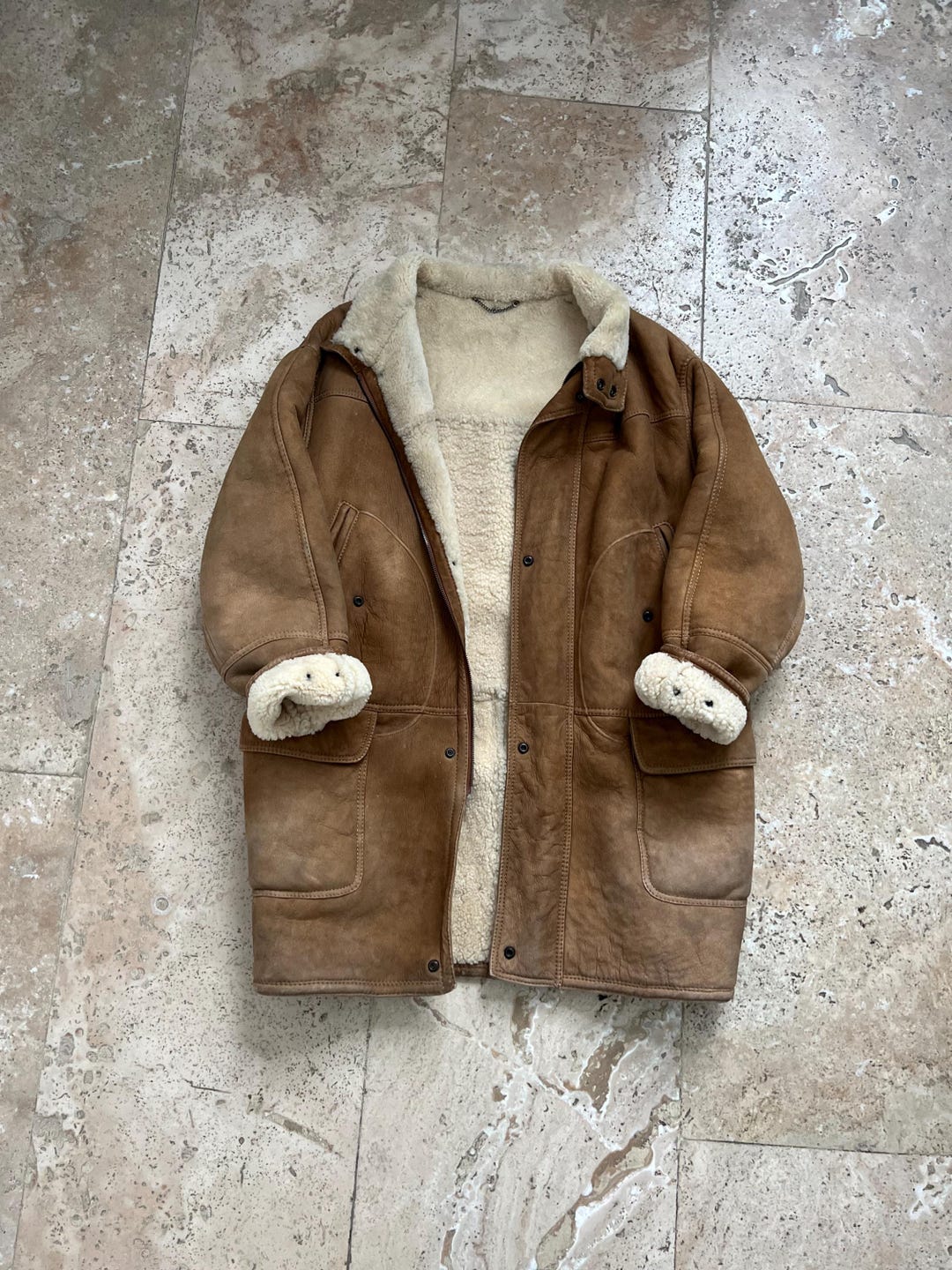 Vintage Belfe Made in Italy Shearling Wool Double Pocket Sheepskin Coat ...