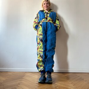 Vintage Blue Playful Design Pattern Ski Suit Overall, Size +-S Women - Etsy