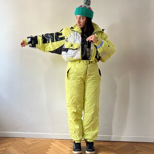 Vintage Lemon Ski Suit With Beautiful Black Contrasted Details, Size ...