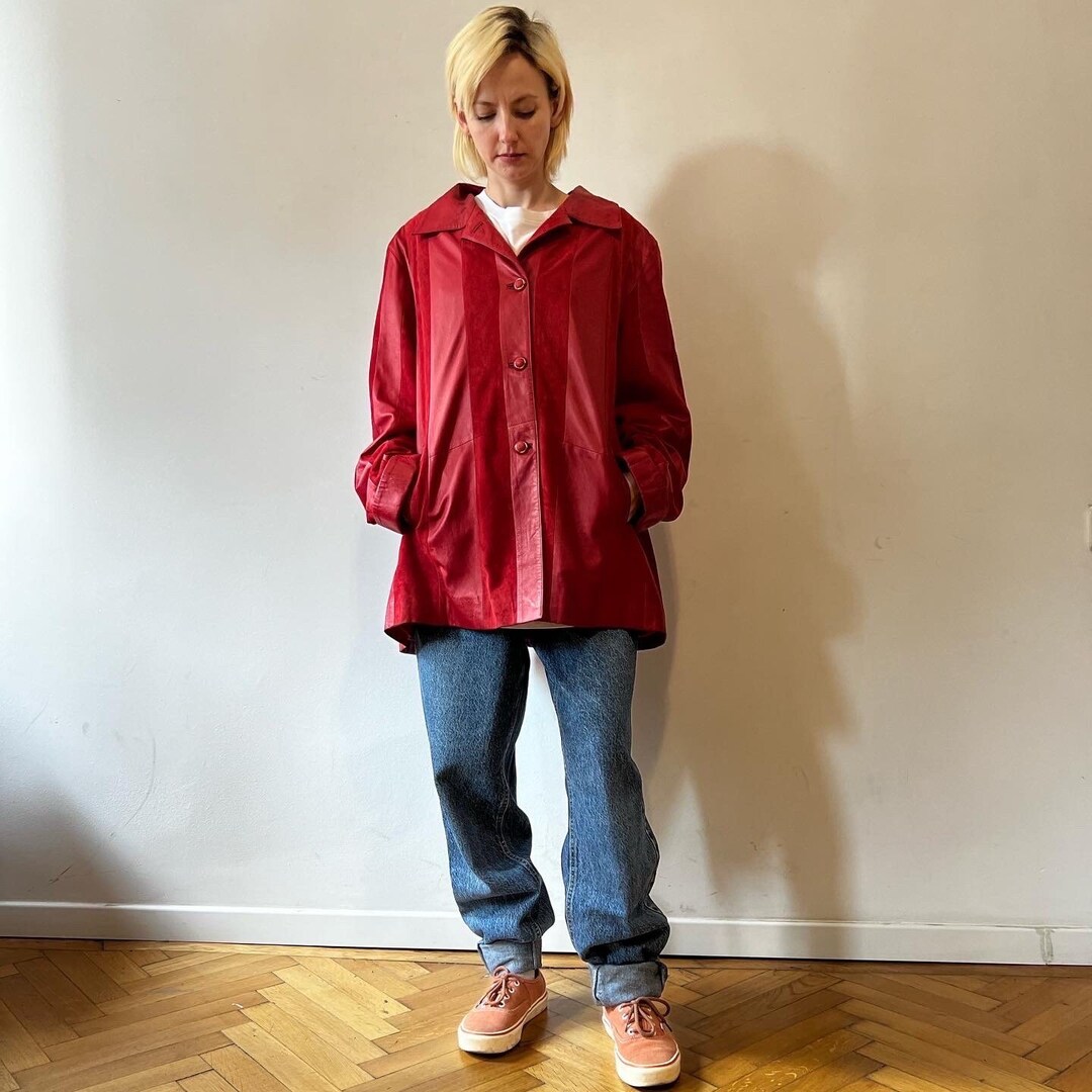 Rare Vintage Bugatti Red Soft Leather Jacket, Suits Oversized M/L Men ...