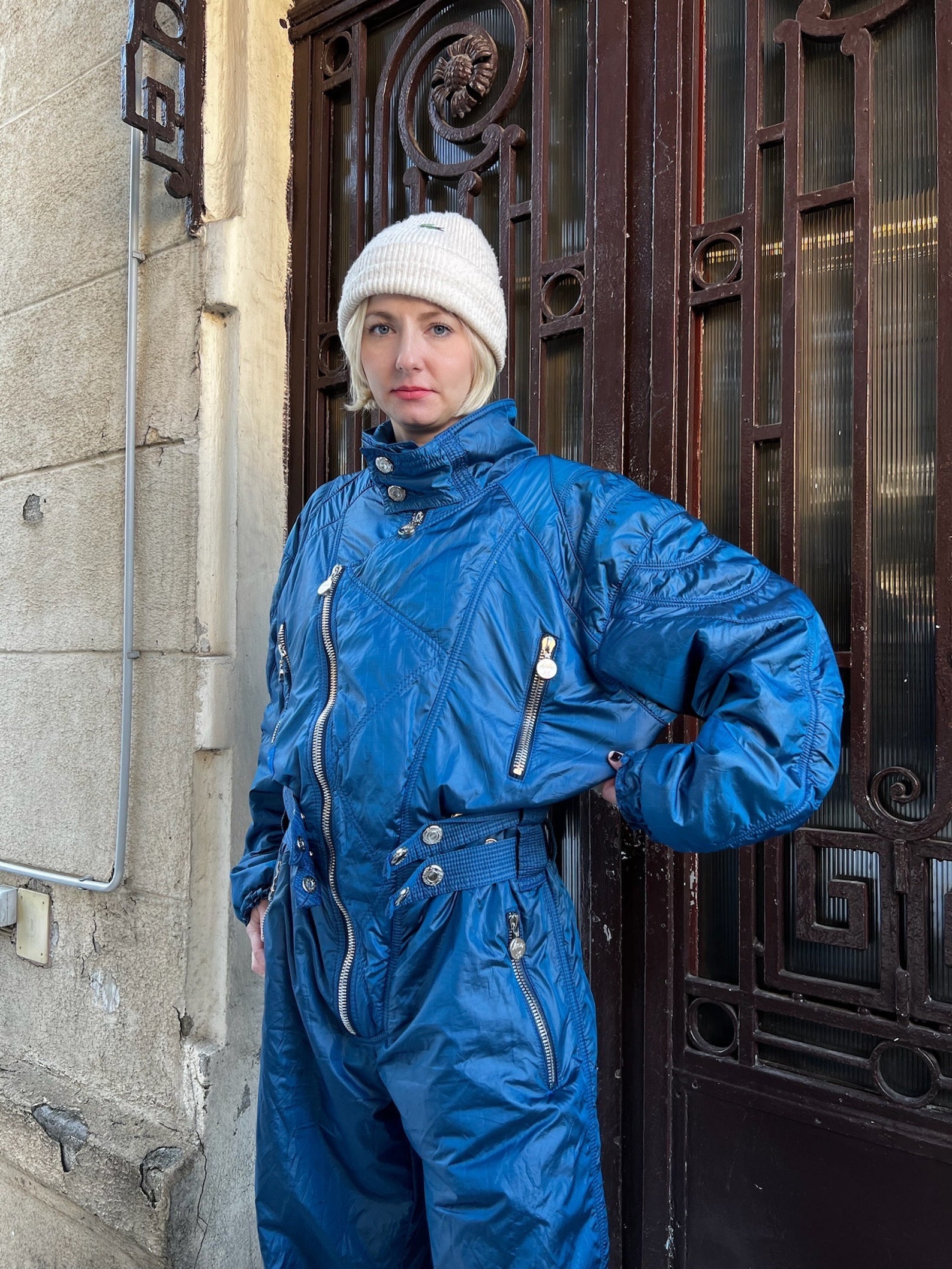 Cool Vintage Blue High Society Ski Suit Overall, With Adjustable Waist ...