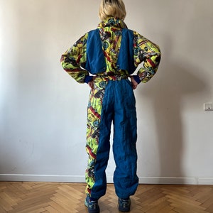 Vintage Blue Playful Design Pattern Ski Suit Overall, Size +-S Women - Etsy