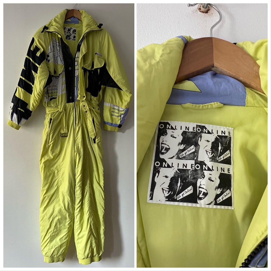 Vintage Lemon Ski Suit With Beautiful Black Contrasted - Etsy