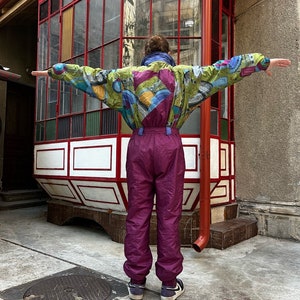 Remarkable Purple With Green Silvy Ski Suit Overall With Amazing ...