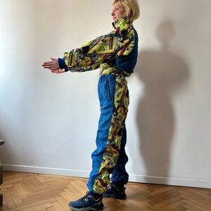 Vintage Blue Playful Design Pattern Ski Suit Overall, Size +-S Women - Etsy