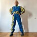 Vintage Blue Playful Design Pattern Ski Suit Overall, Size S Women - Etsy