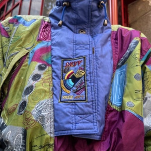 Remarkable Purple With Green Silvy Ski Suit Overall With Amazing ...