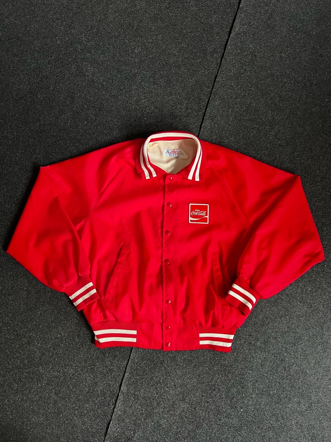 Fabulous Vintage Bright Red Coca Cola Varsity College Bomber Jacket ...