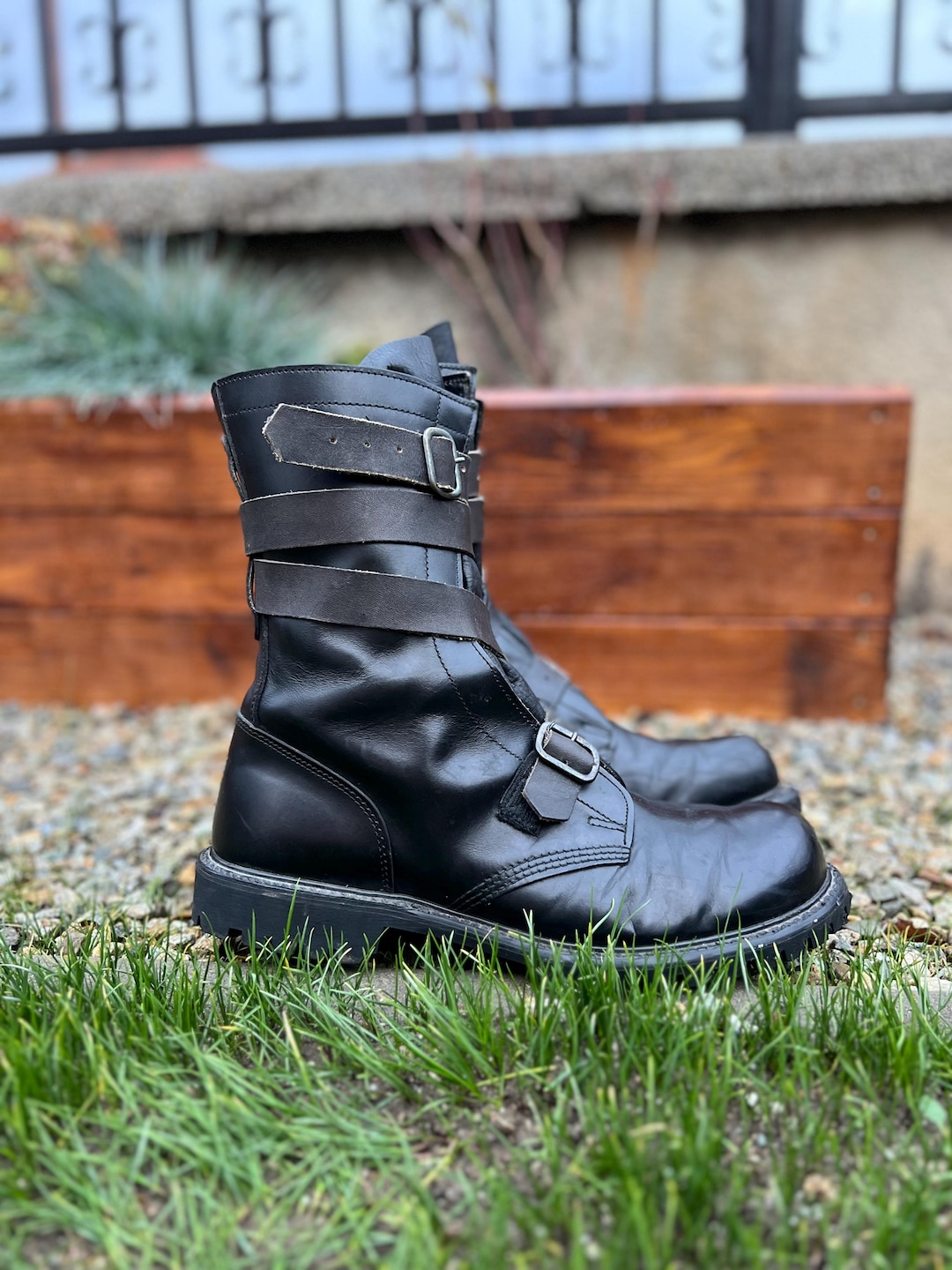 Vintage US Army Shiny Black Leather Tanker Boots, Military Surplus ...