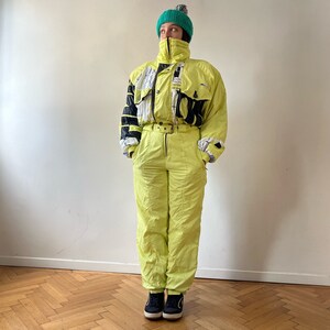 Vintage Lemon Ski Suit With Beautiful Black Contrasted Details, Size ...