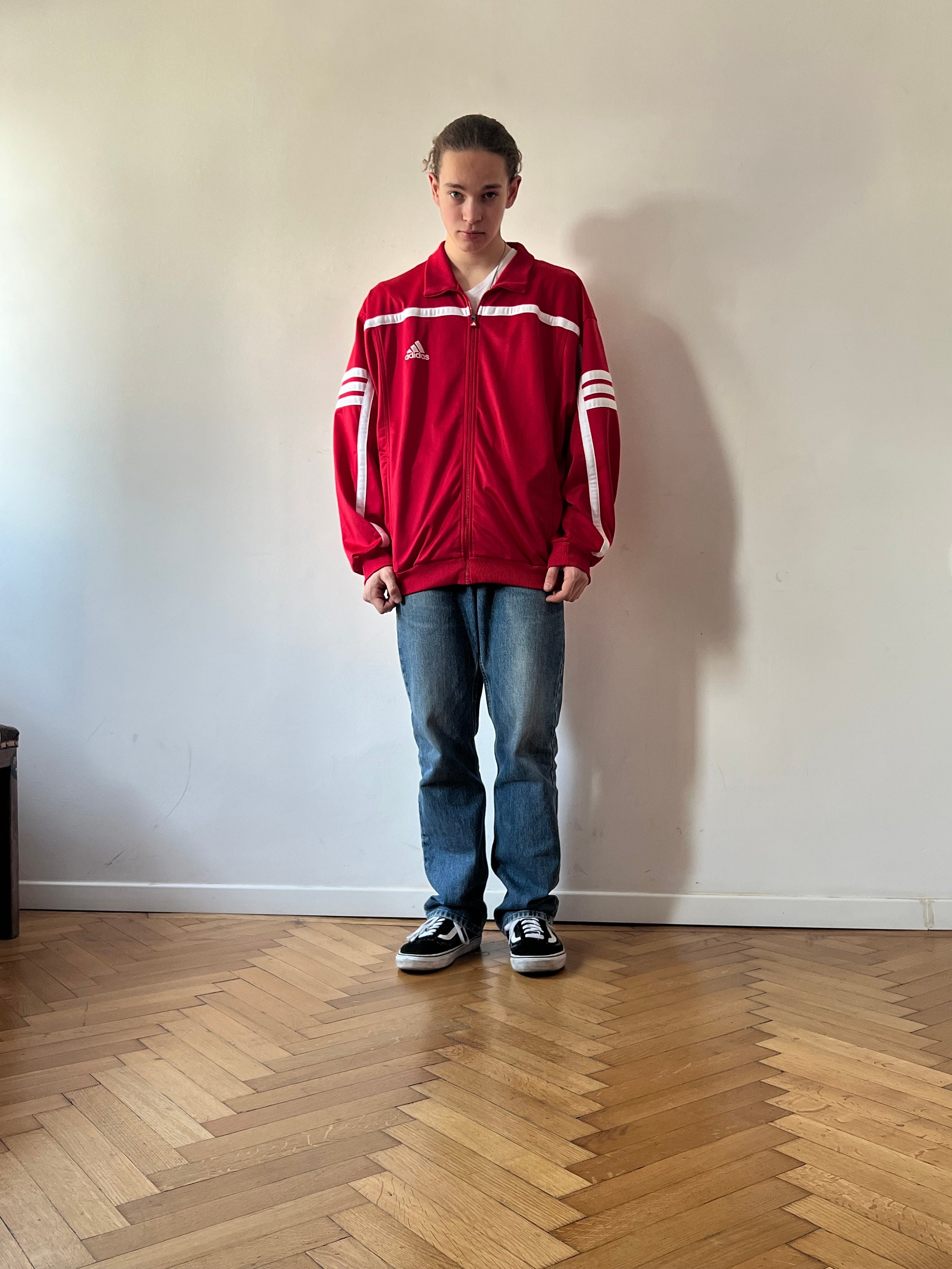 Great Vintage Red Adidas Track Jacket, Size +-L Men or +-XL Great Vintage Red Adidas Track Jacket, Size +-L Men or +-XL