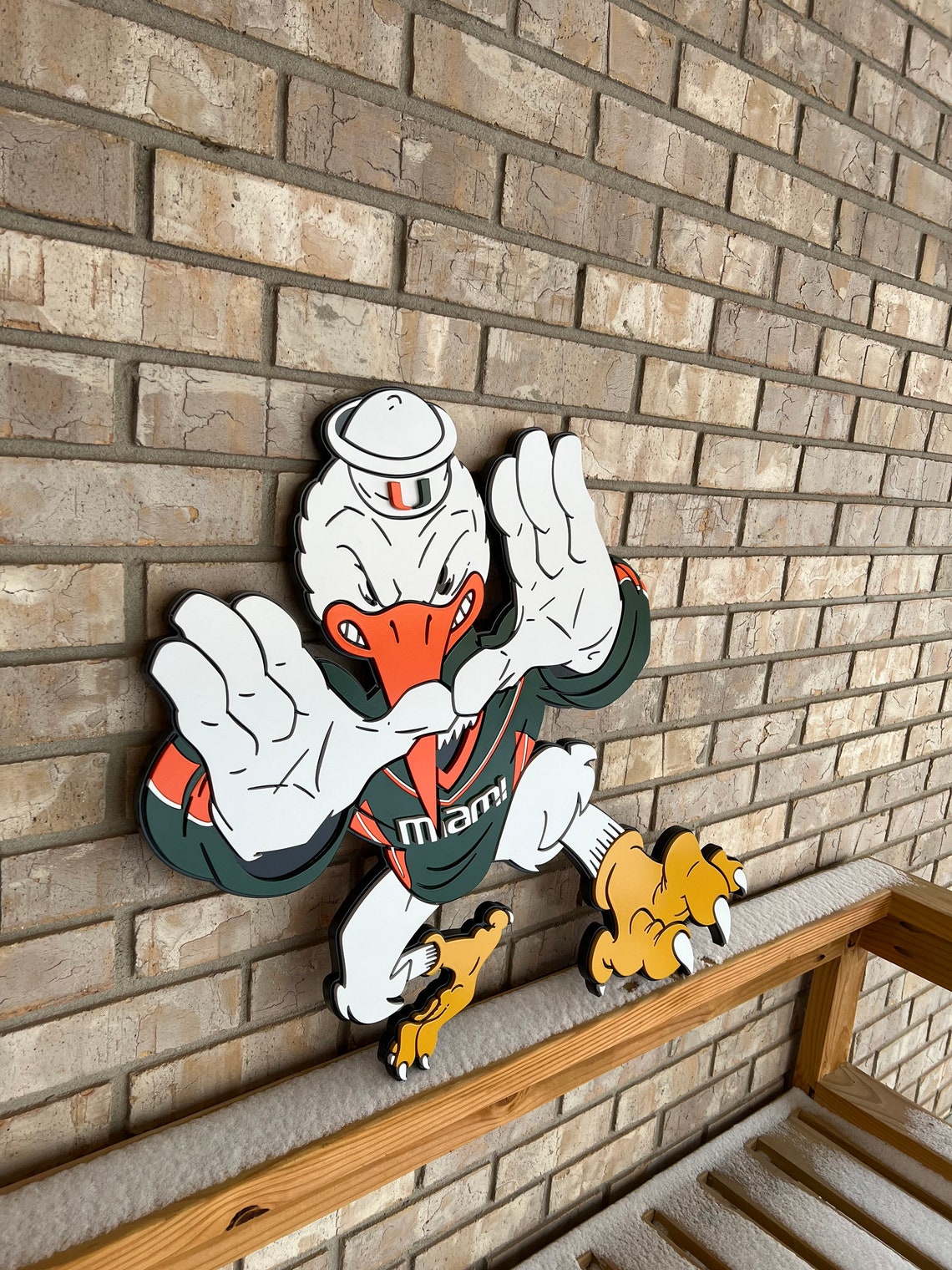 3d Wooden Sebastian the Ibis Wall Art. Miami Hurricanes Mascot - Etsy