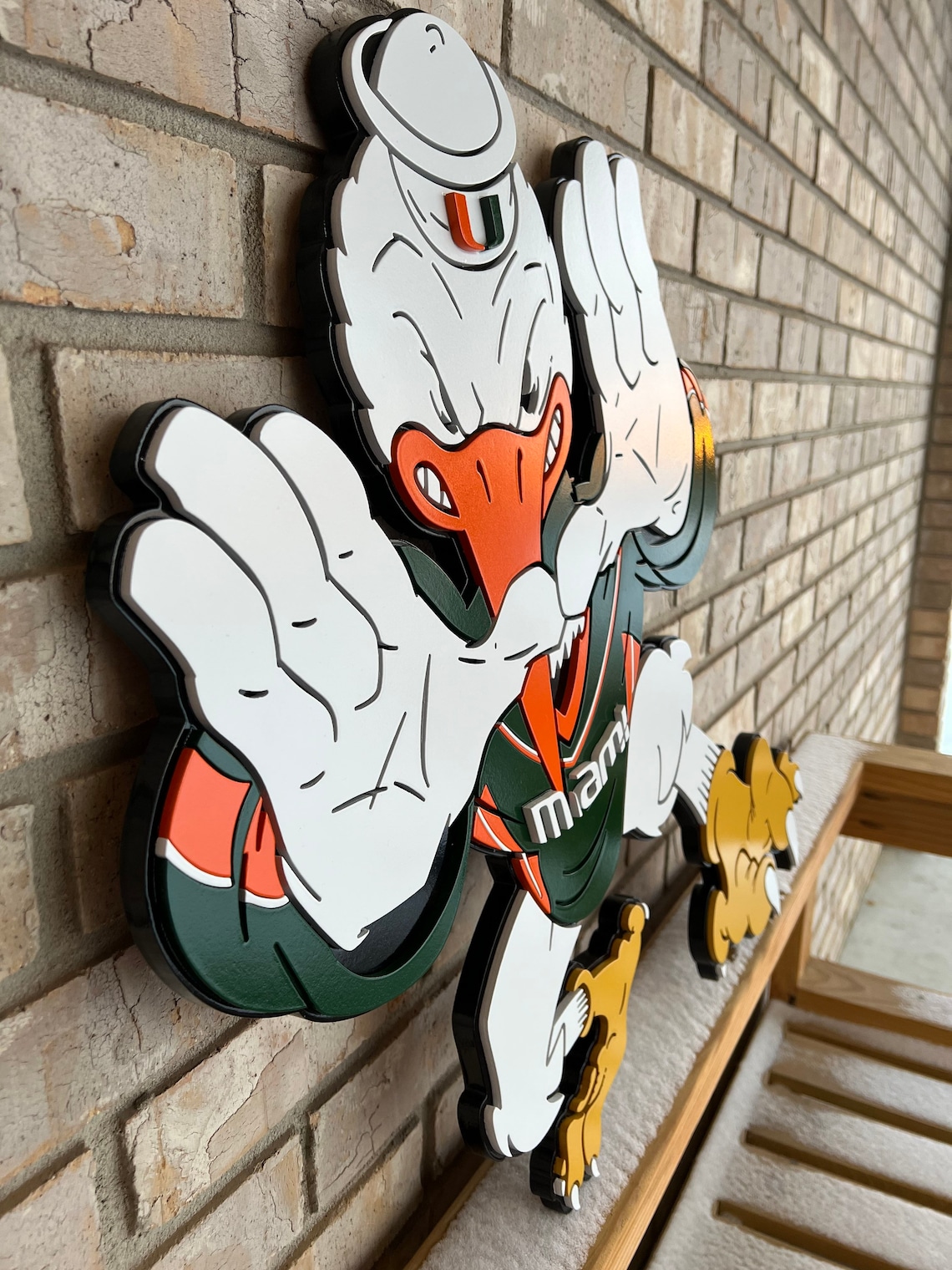 3d Wooden Sebastian the Ibis Wall Art. Miami Hurricanes Mascot - Etsy