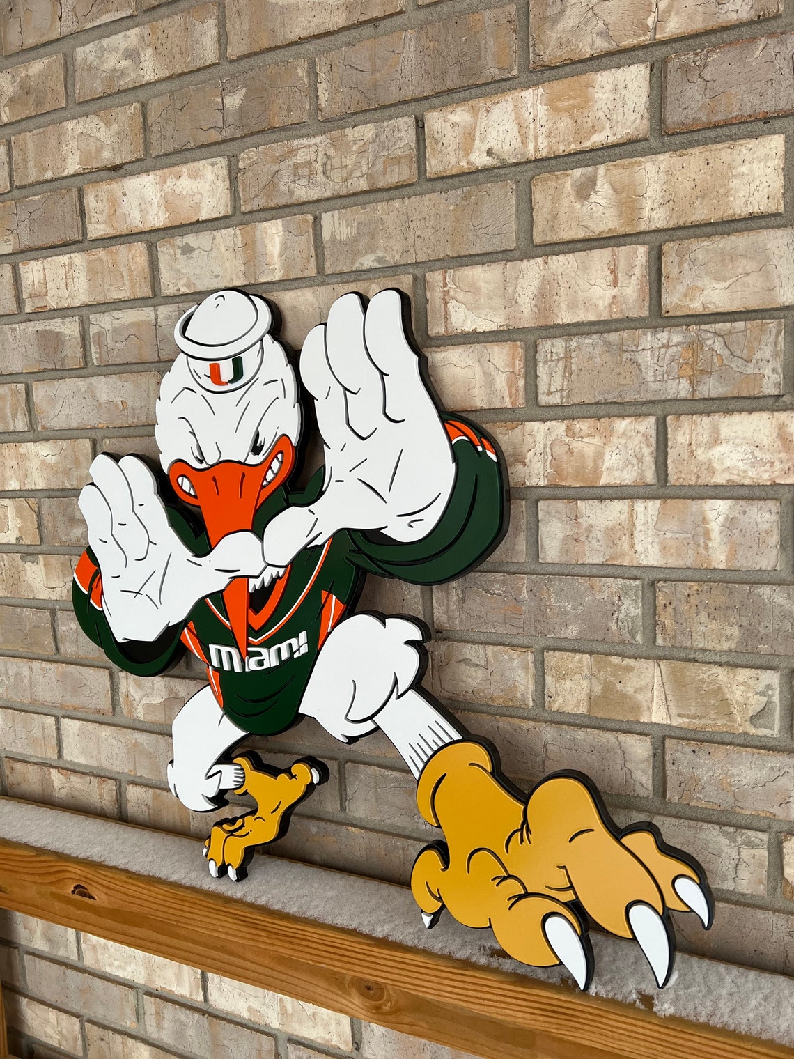 3d Wooden Sebastian the Ibis Wall Art. Miami Hurricanes Mascot - Etsy
