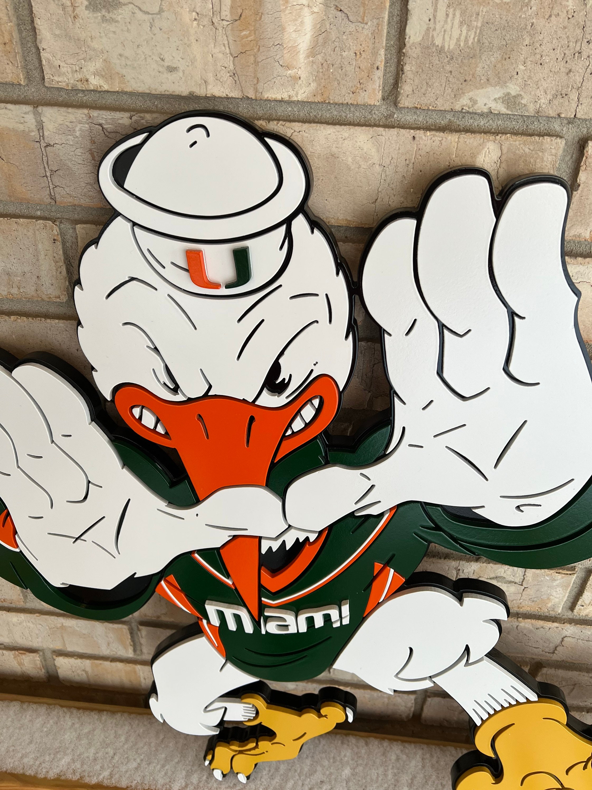 3d Wooden Sebastian the Ibis Wall Art. Miami Hurricanes Mascot - Etsy