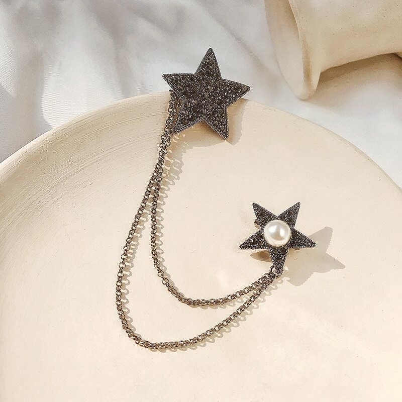 Luxury Creative Pearl Tassel Chain Brooch Spring Autumn Small Fragrance ...