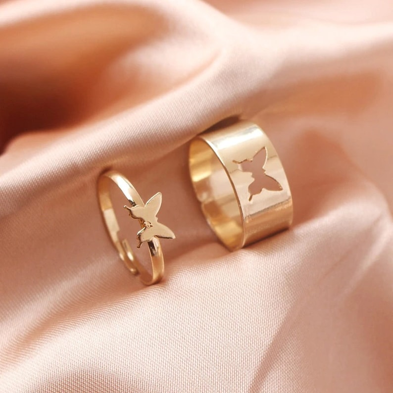 Butterfly Promise Silver Rings for Lover Couple Ring Set Friendship ...