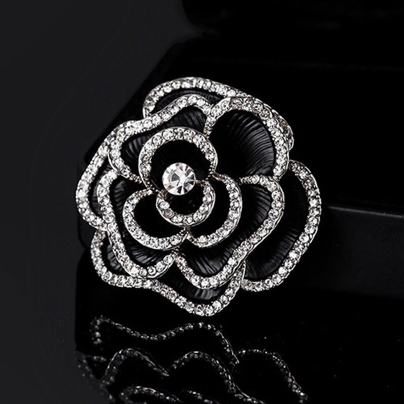 Fashion Brand Design Rhinestone Flower Rose Brooches Full - Etsy