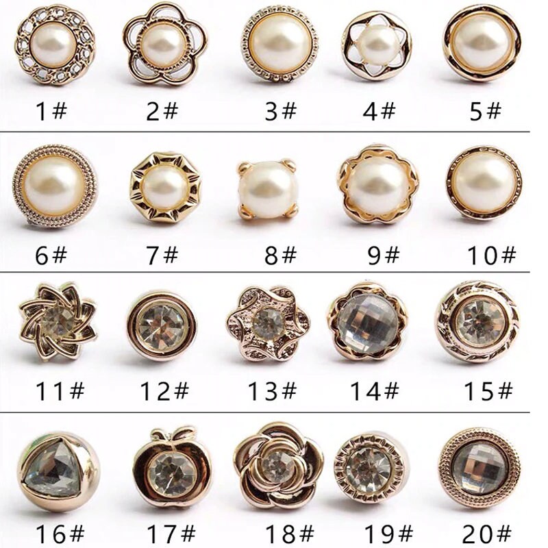 10pcs Free Sewing Pearl Rhinestone Button Brooch Prevent Accidental ...